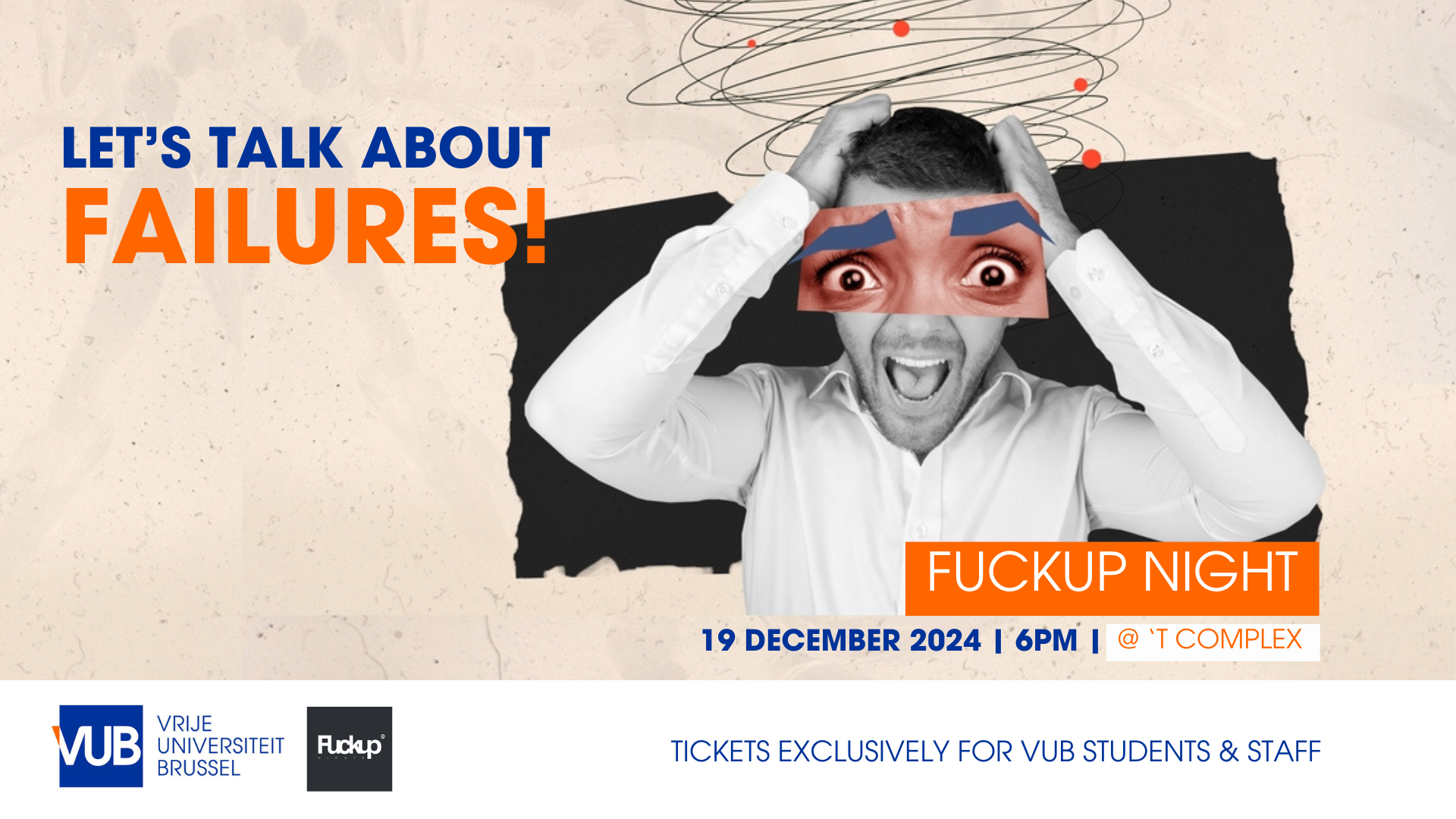 Fuckup Night: let’s talk about failures at work | 19 December 2024 | Vrije Universiteit Brussel